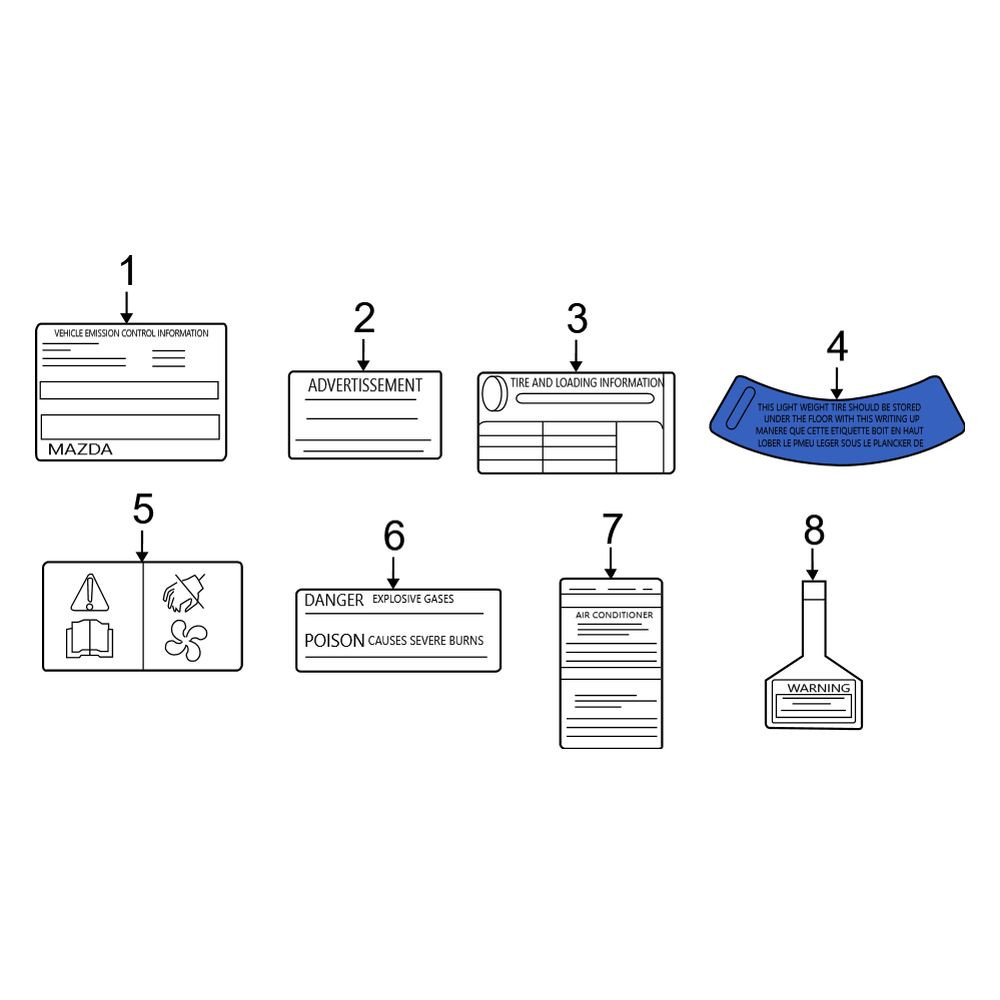 Mazda OE TK8069014A - Tire Information Label