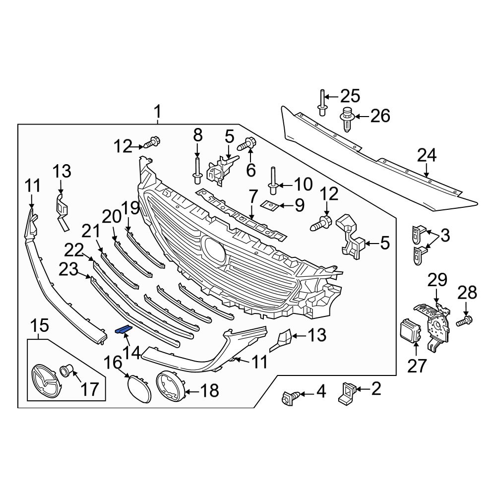 Mazda OE TK4850EB1 - Lower Grille Molding Clip