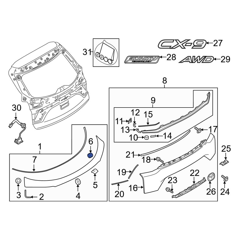 Mazda OE KD5151W24 - Rocker Panel Molding Clip