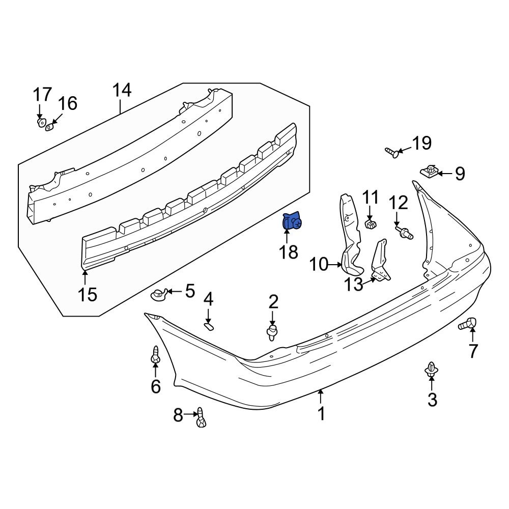 Mazda OE BF8250233 - Front Bumper Impact Absorber Clip