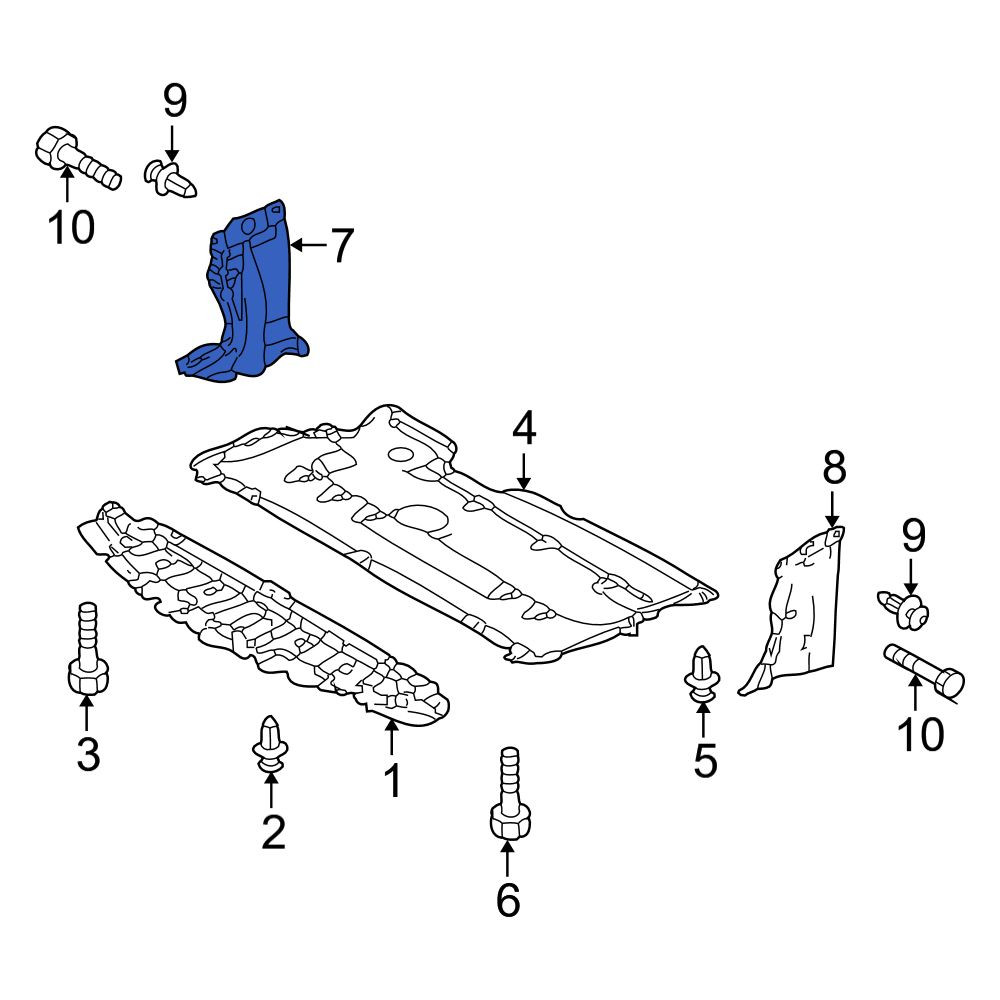 Mazda OE BP4K56114D - Front Right Radiator Support Splash Shield