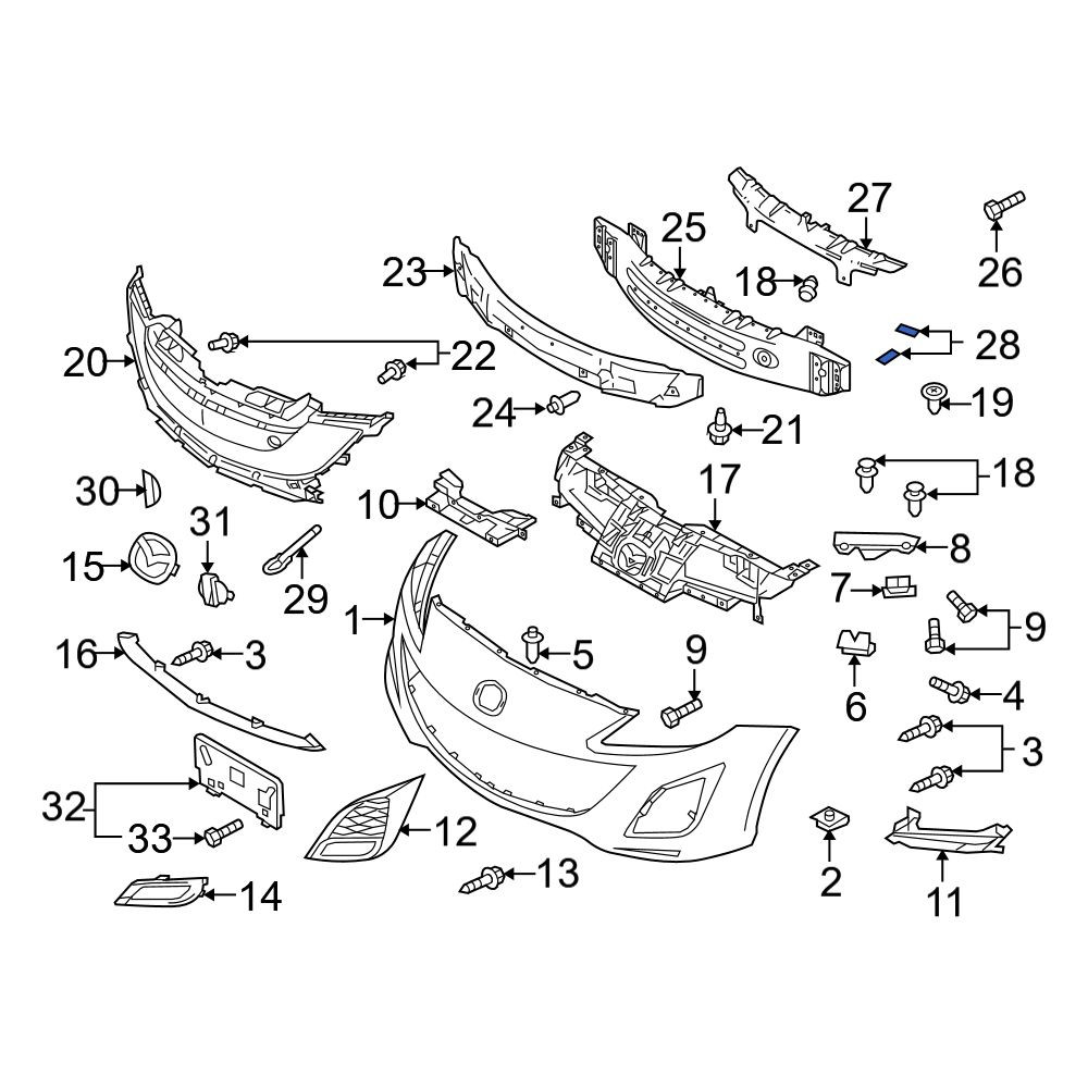 Mazda OE BBM2501C0A - Front Bumper Cover Reinforcement Beam Seal