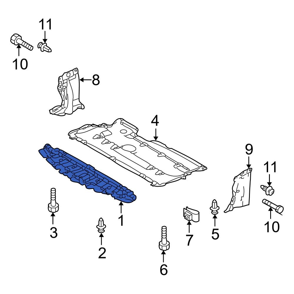 Mazda OE BBM456112E - Front Center Radiator Support Splash Shield