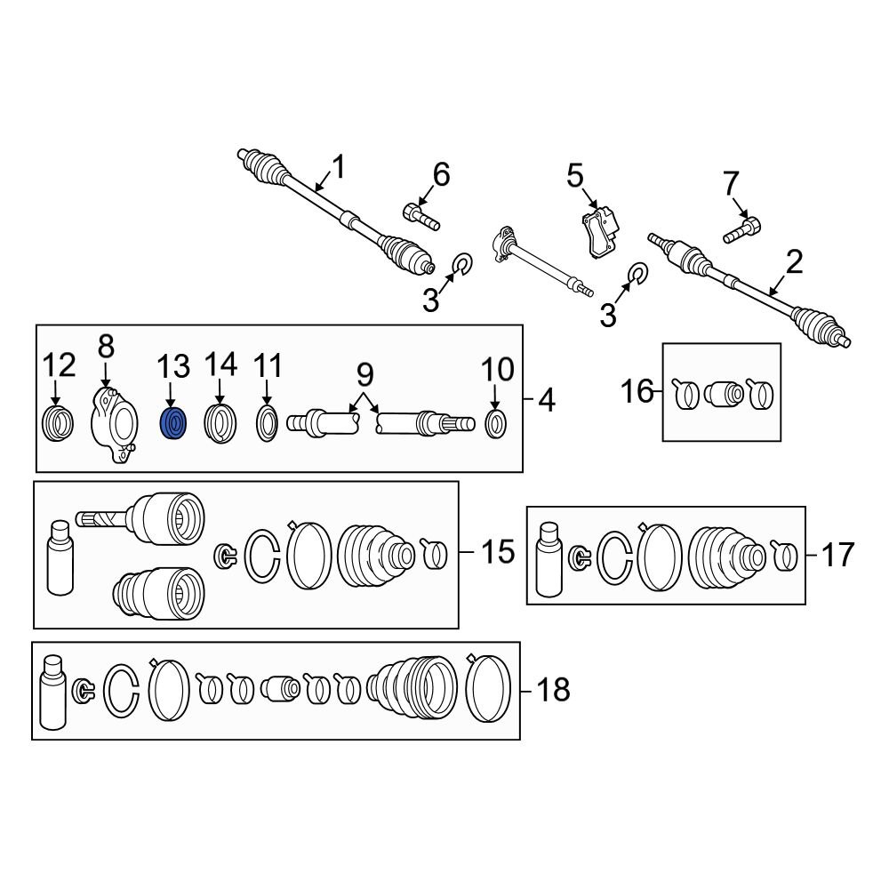 Mazda OE F2A125155 - Front Right CV Axle Shaft Carrier Bearing