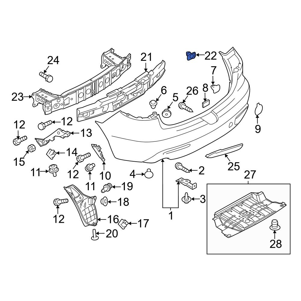 Mazda OE BF8250233 - Front Bumper Impact Absorber Clip