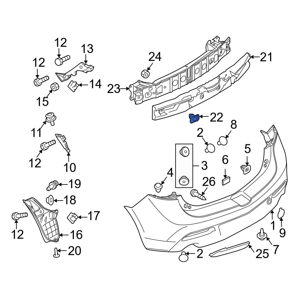 Mazda OE BF8250233 - Bumper Cover Spacer Panel Clip