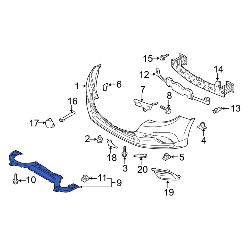 Mazda OE BHN1500S0B - Front Bumper Cover Support Rail