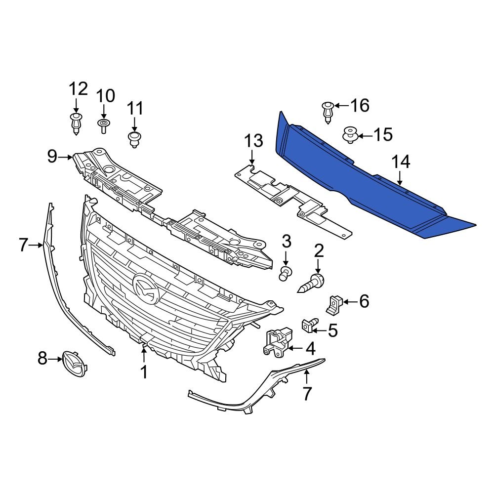 Mazda OE BHN1507J1A - Front Right Grille Molding
