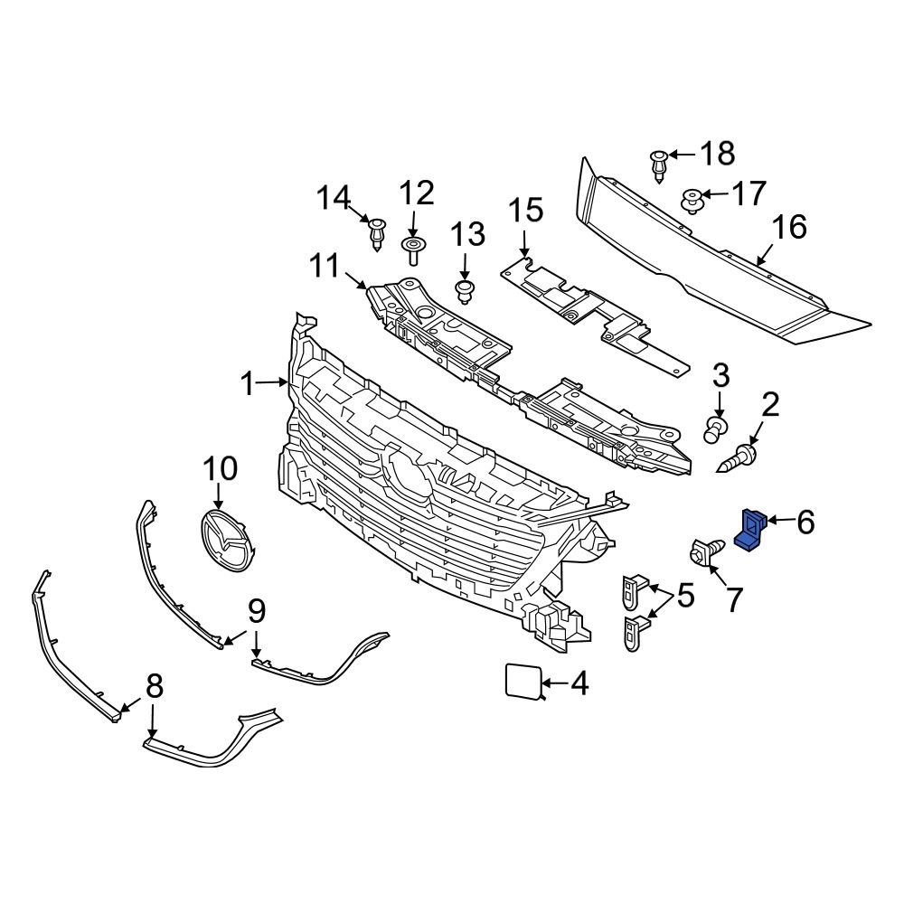 Mazda OE KD45501K5A - Grille Retainer
