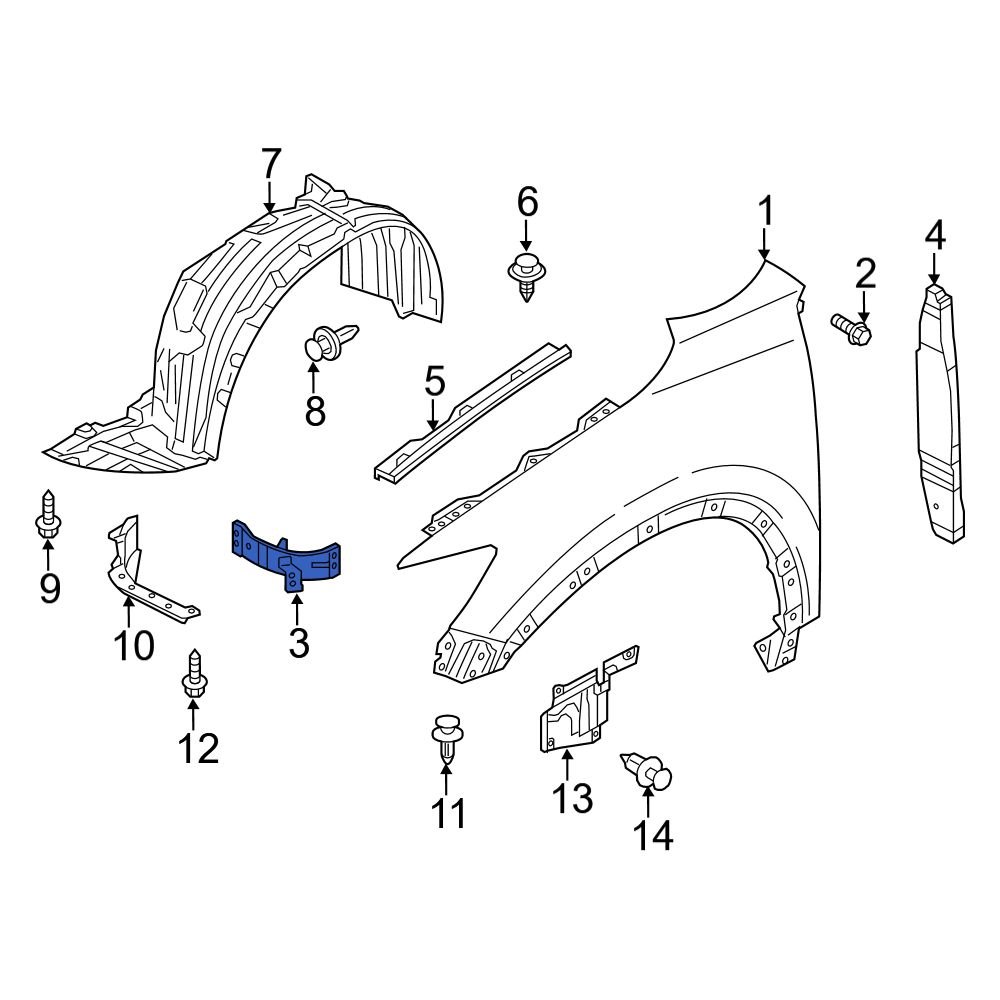 Mazda OE B45A52240 - Left Fender Bracket