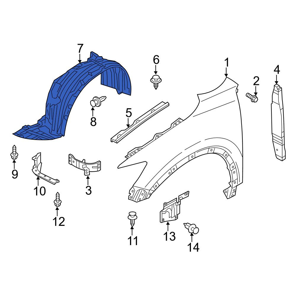 Mazda OE B45A56140H - Front Left Fender Splash Shield
