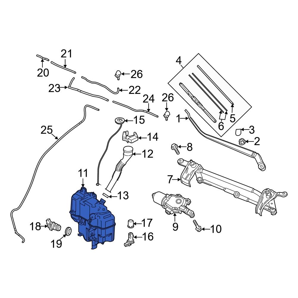 Mazda OE GJR967481A - Washer Fluid Reservoir