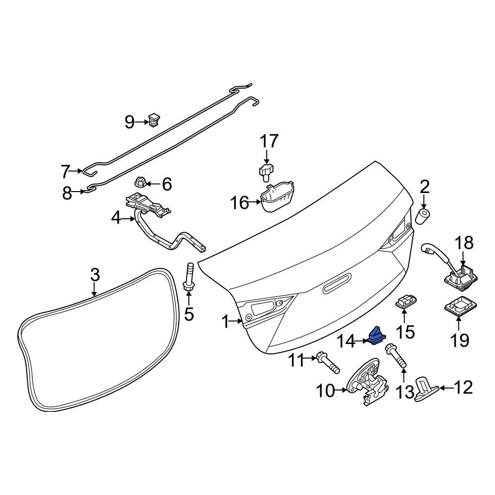 Mazda OE BHN1568D0B - Rear Trunk Lid Release Switch