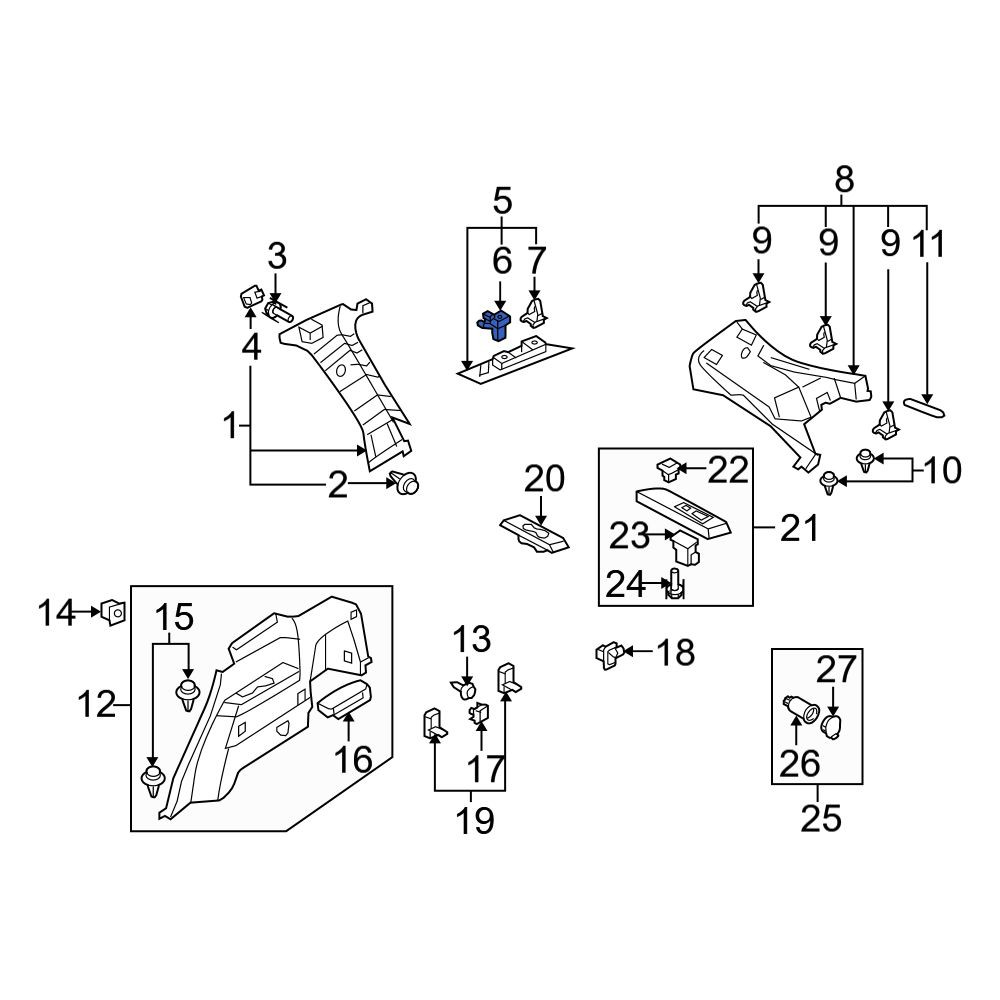 Mazda OE D65168162A - Body A-Pillar Trim Panel Clip