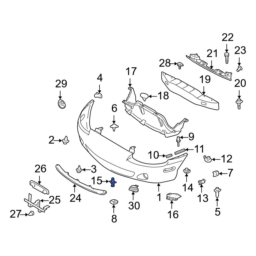 Mazda OE BF8250233 - Front Bumper Impact Absorber Clip