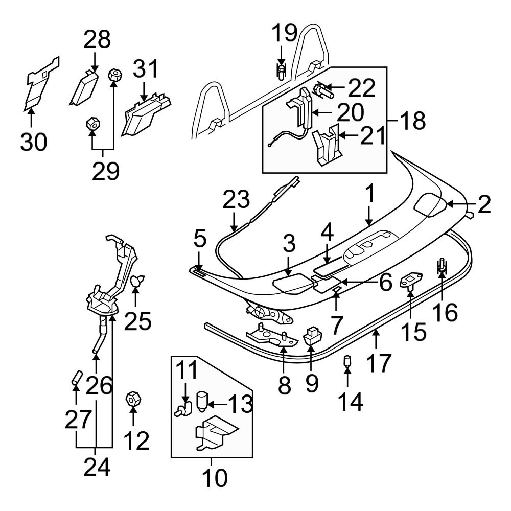 Mazda OE NE52R13E0C02 - Convertible Top Stowage Compartment Latch