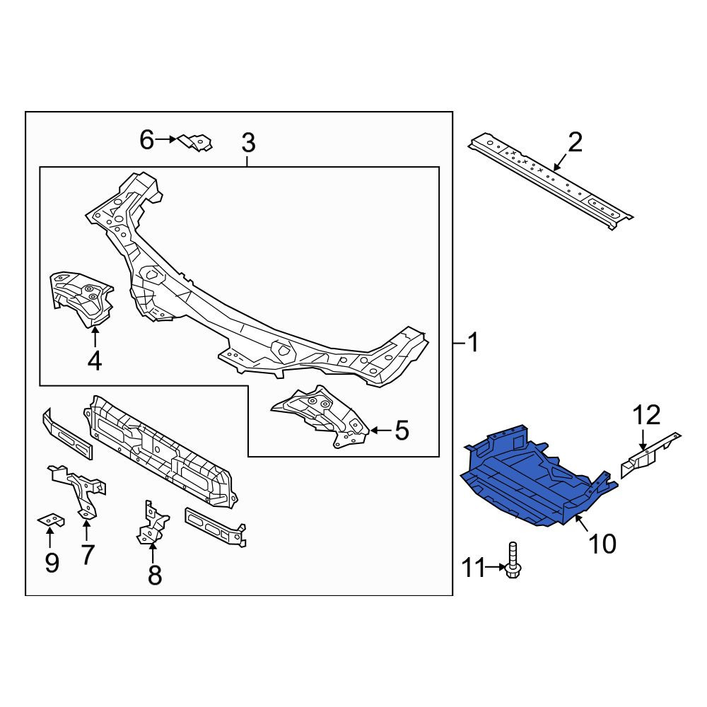 Mazda OE N24356110D - Front Center Radiator Support Splash Shield