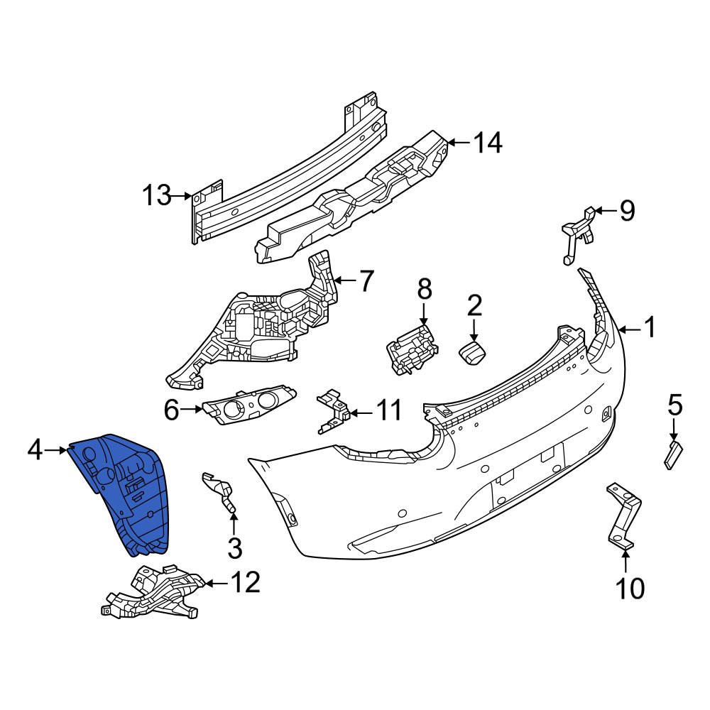 Mazda OE N24350350A - Rear Left Bumper Splash Shield