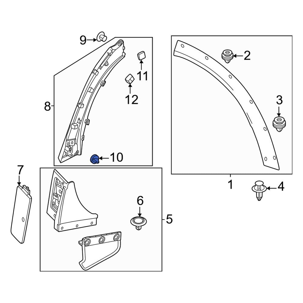 Mazda OE KB8B51W24A - Wheel Arch Molding Clip