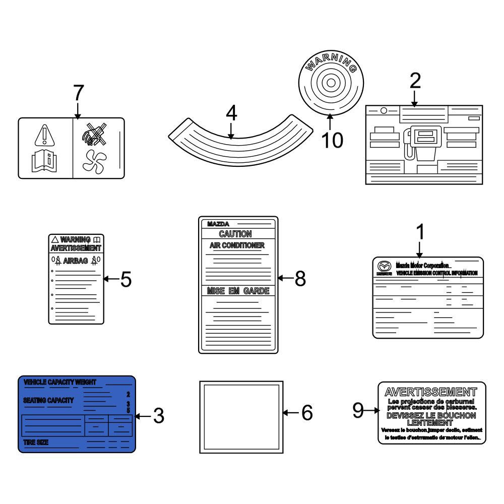 Mazda OE GEA969014A - Tire Information Label