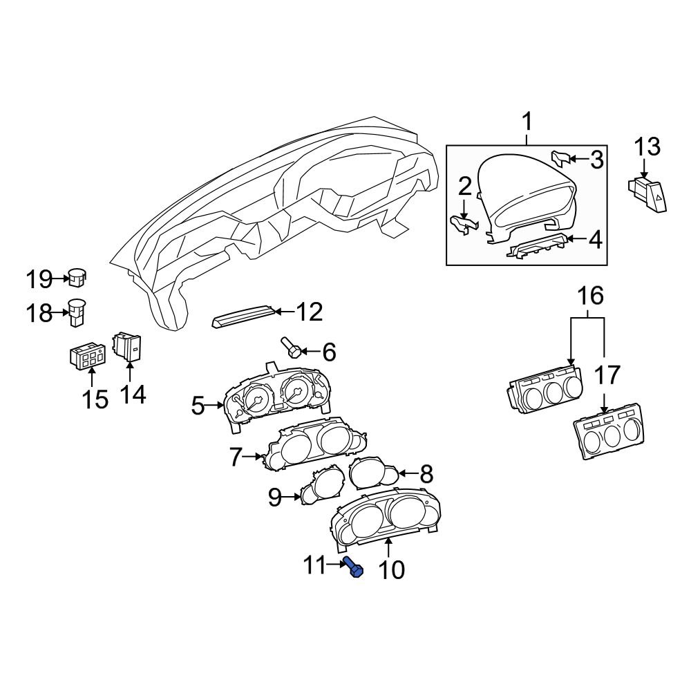 Mazda OE B45555561 - Instrument Panel Bezel Bolt