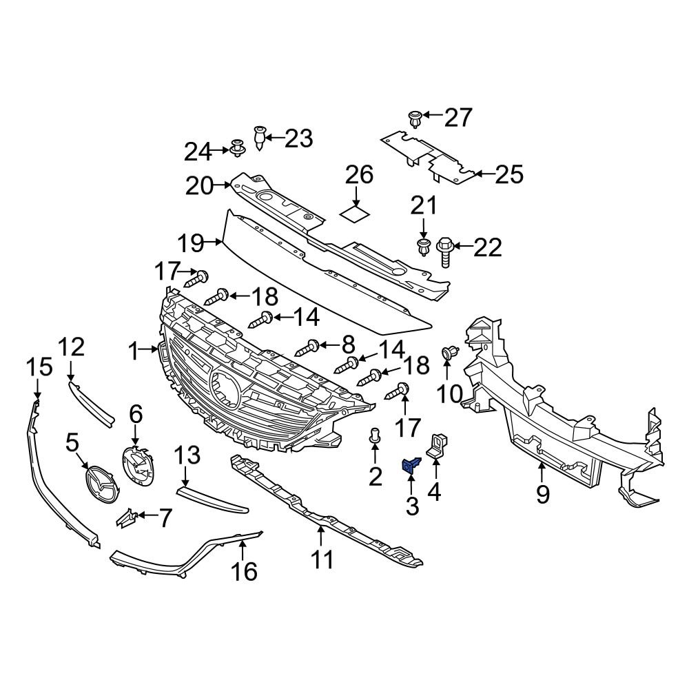 Mazda OE KD45501K5A - Grille Retainer