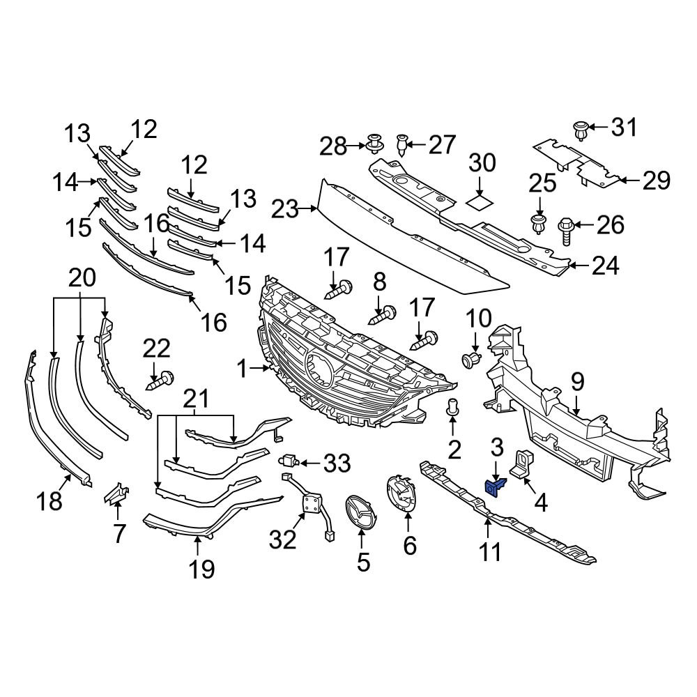 Mazda OE KD45501K5A - Grille Retainer