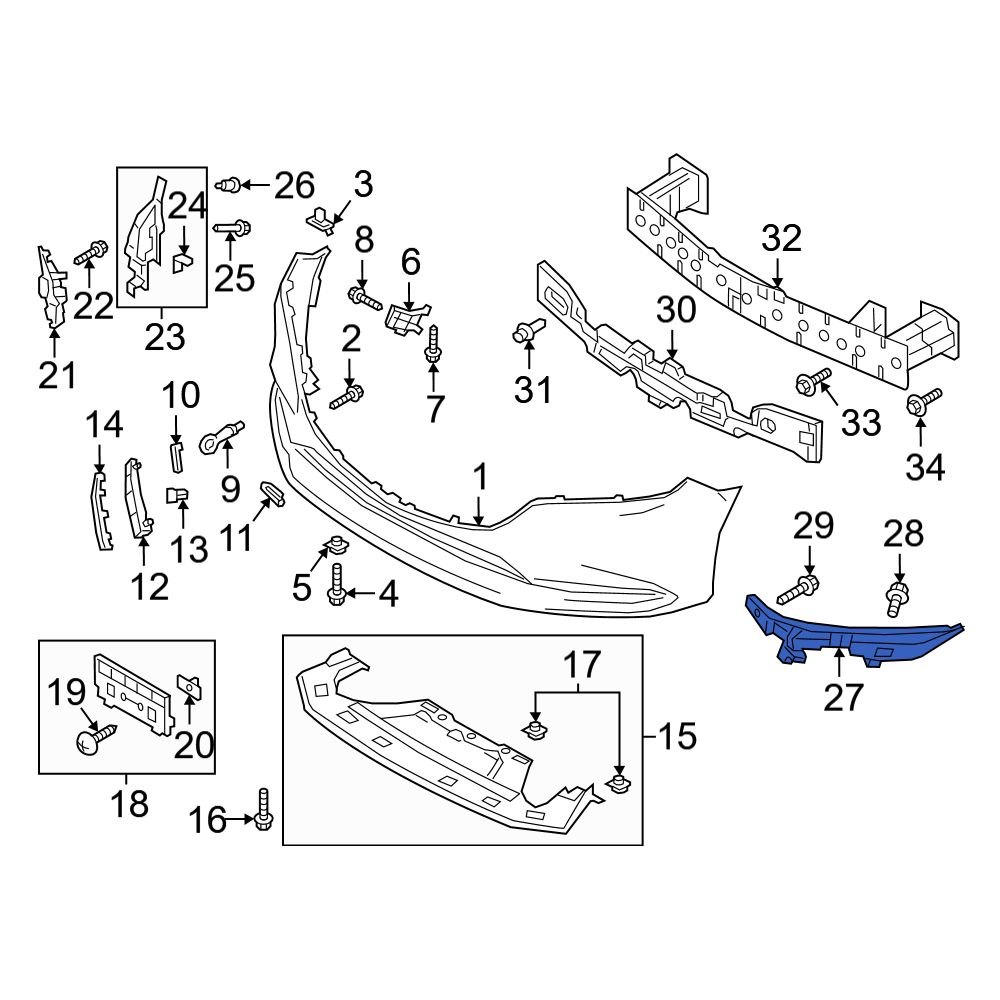 Mazda OE GSH750161 - Front Left Lower Bumper Cover Bracket