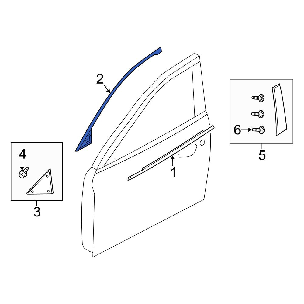 Mazda OE GBEF50985E - Front Left Upper Door Reveal Molding