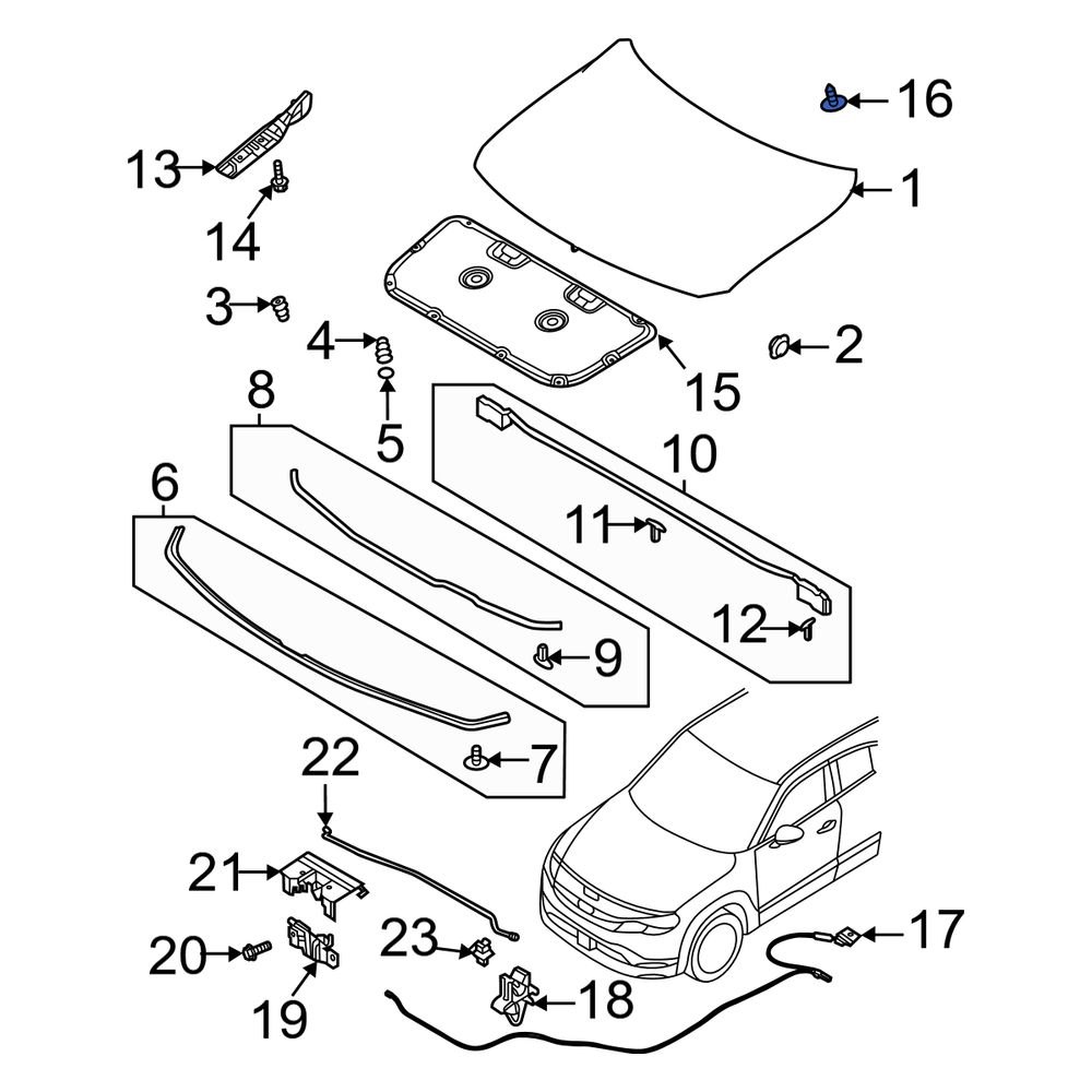 Mazda OE TD1156694 - Hood Insulation Pad Clip