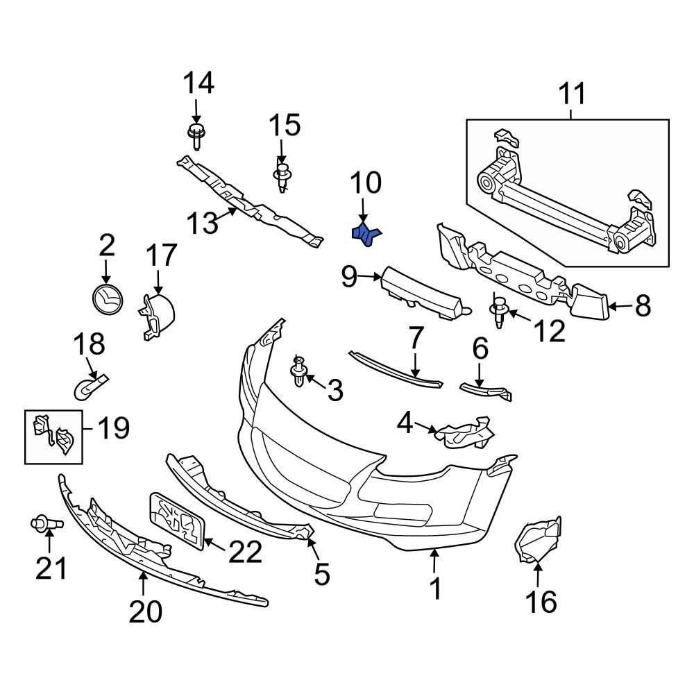 Mazda OE BF8250233 - Front Bumper Impact Absorber Clip