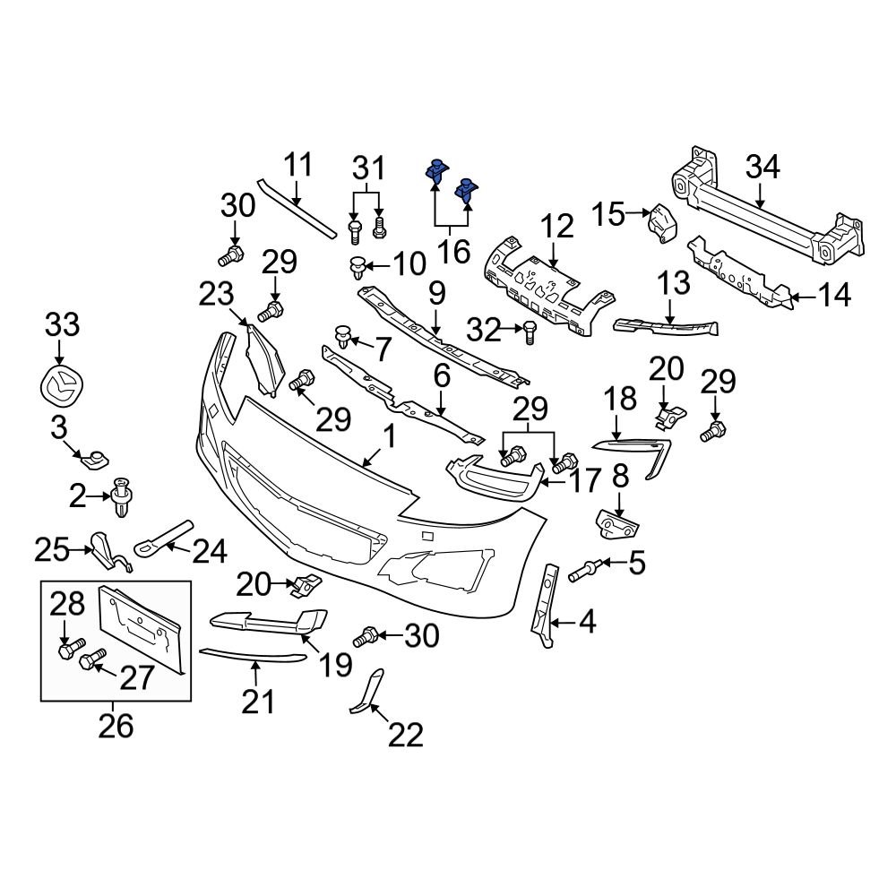 Mazda OE BF8250233 - Front Bumper Impact Absorber Clip