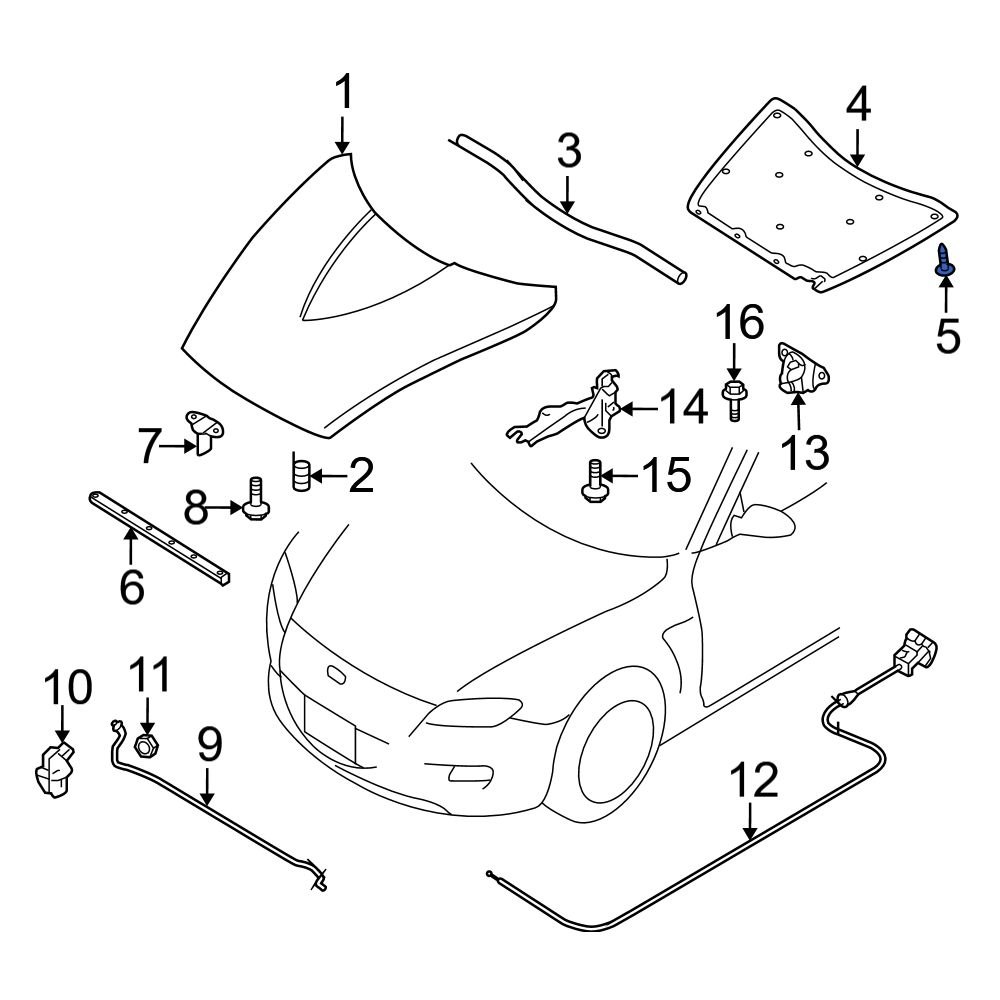 Mazda OE TD1156694 - Hood Insulation Pad Clip