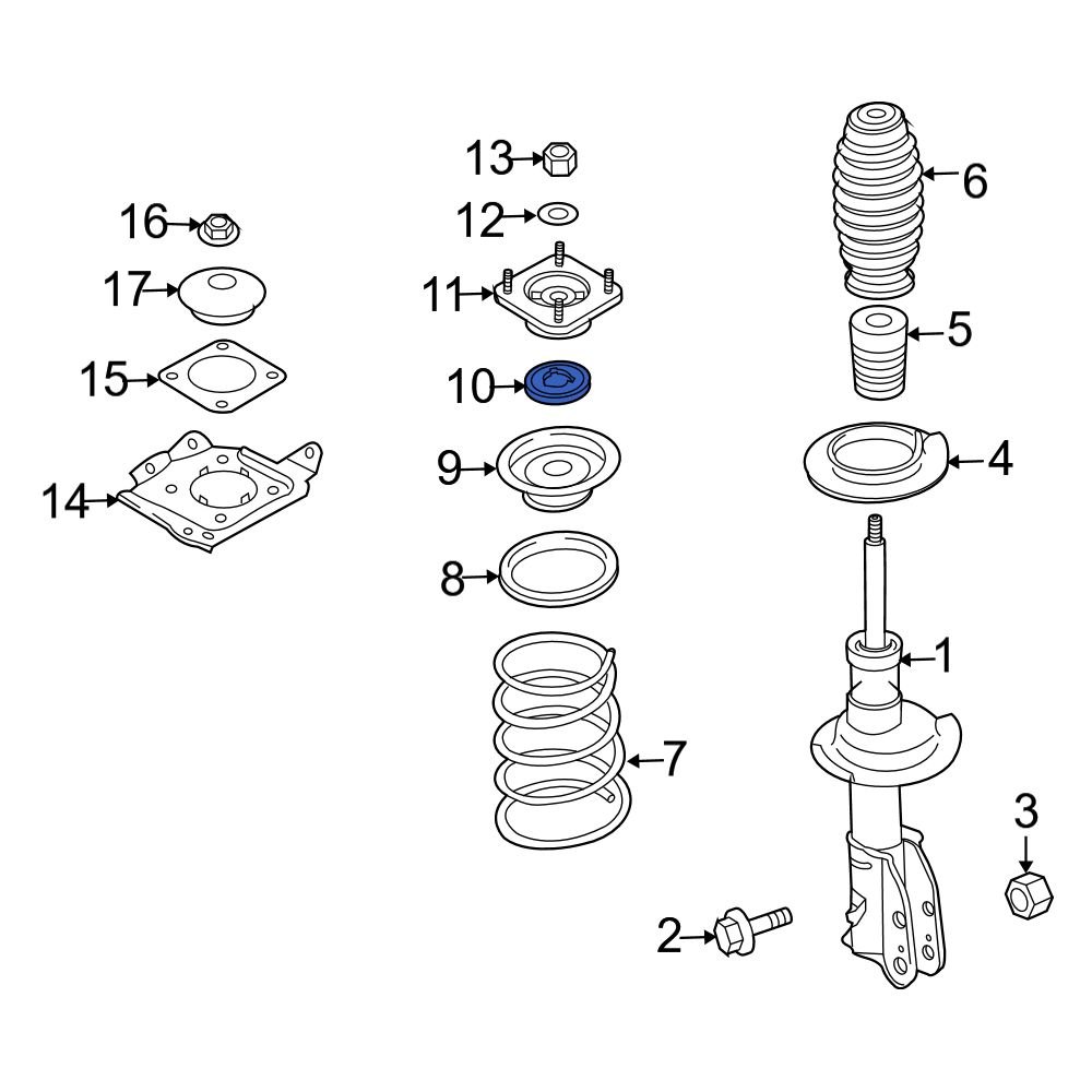 Mazda OE L2083438X - Front Suspension Shock Absorber & Strut Mount Bushing