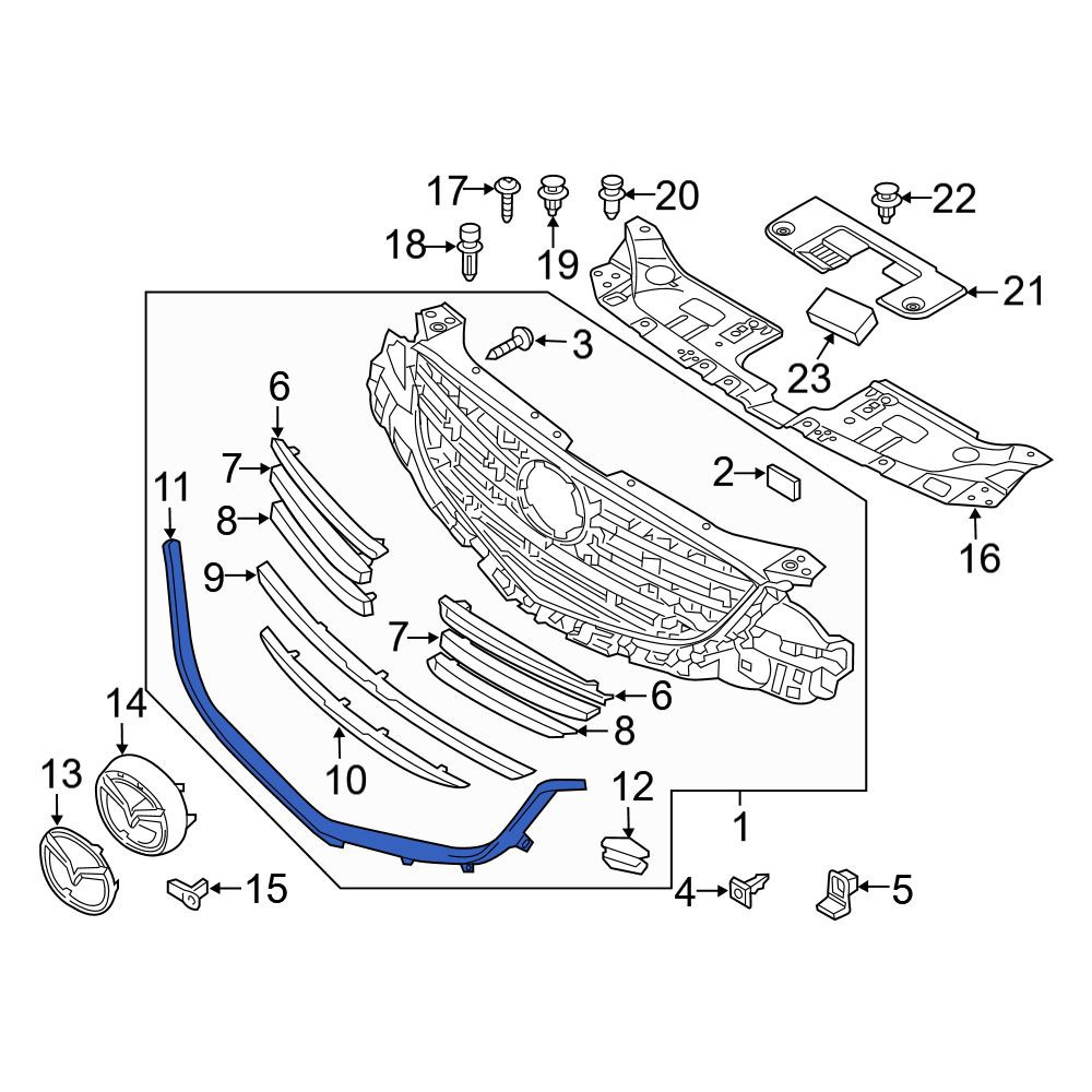 Mazda OE KD53507J1A - Front Outer Grille Molding
