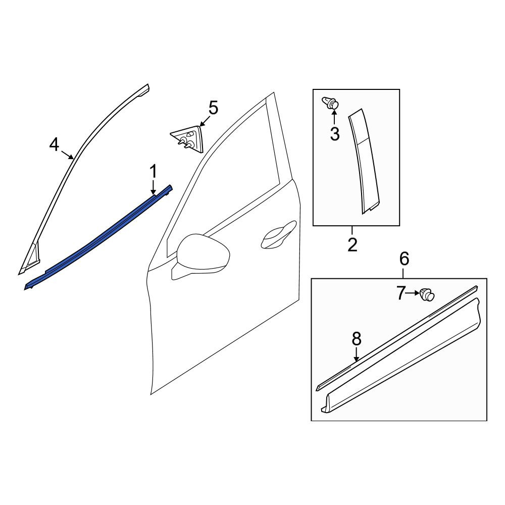 Mazda OE KD5350650D - Front Left Outer Door Belt Molding