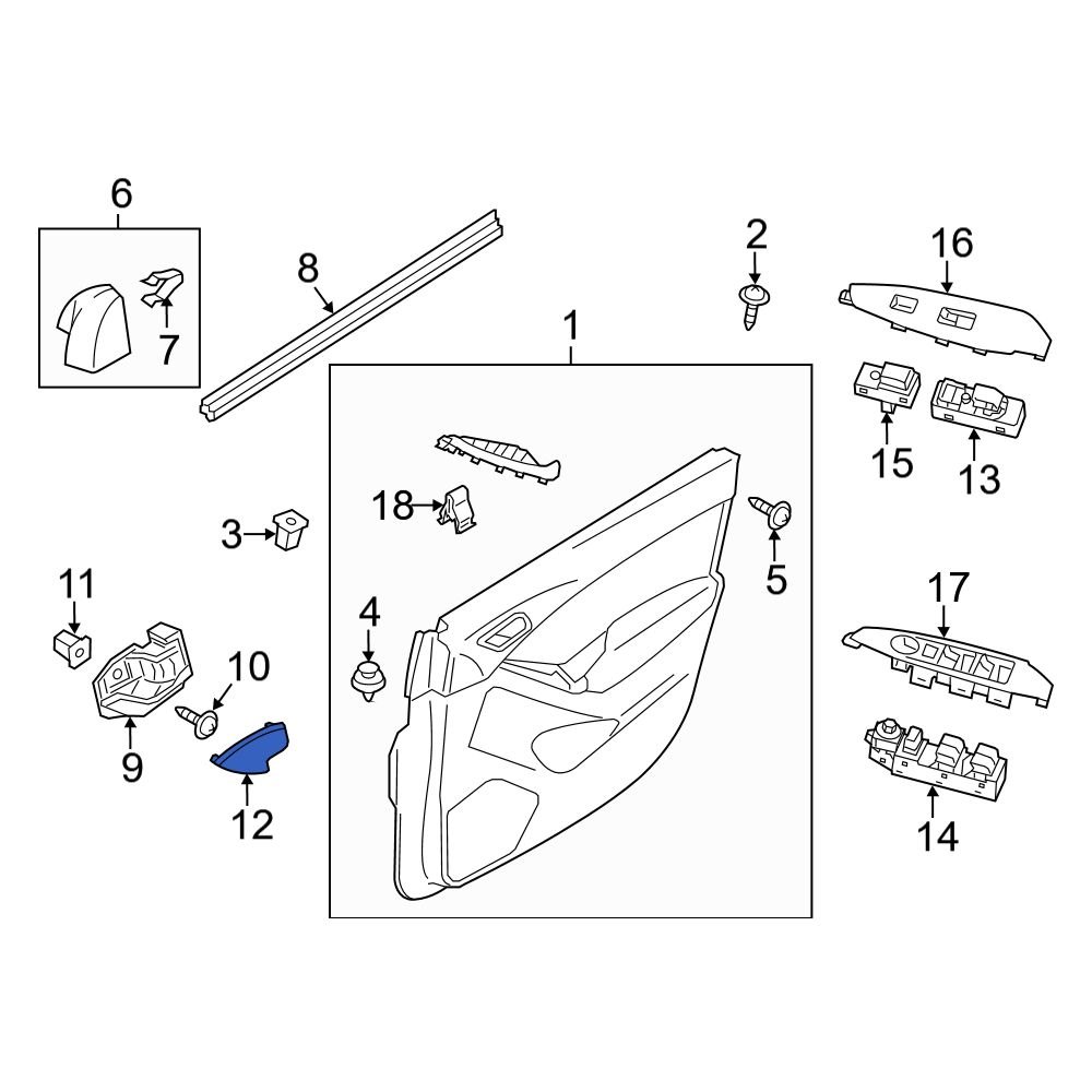 Mazda OE KD4559334A02 - Rear Left Inner Exterior Door Handle Cover