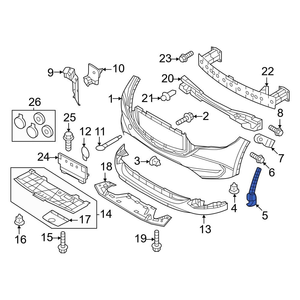 Mazda OE KSD450153 - Front Right Bumper Guide