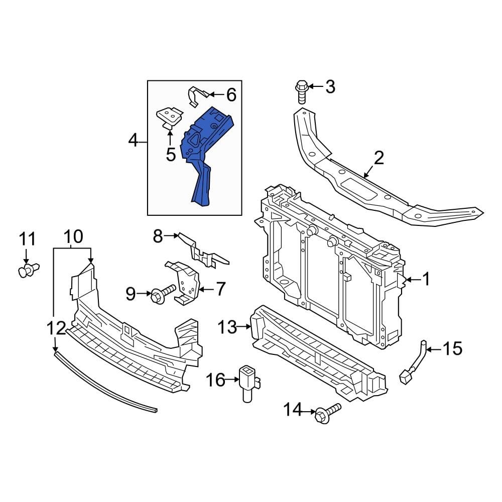 Mazda OE KB7W53140 - Front Right Radiator Support Side Panel