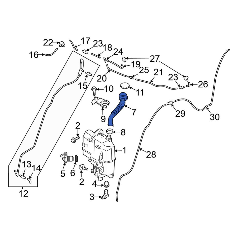 Mazda OE KD3567484 - Front Washer Fluid Reservoir Filler Pipe