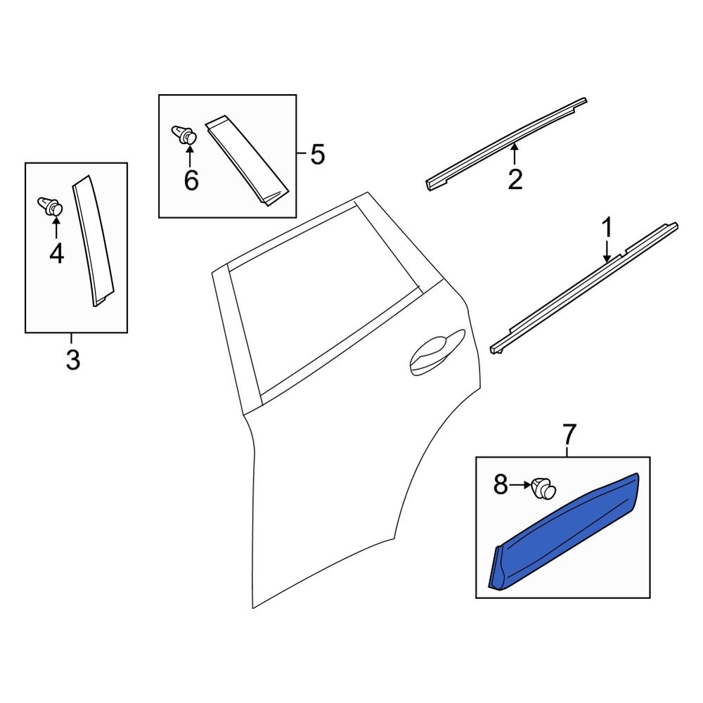 Mazda OE KB7W51RD0D - Rear Left Door Molding