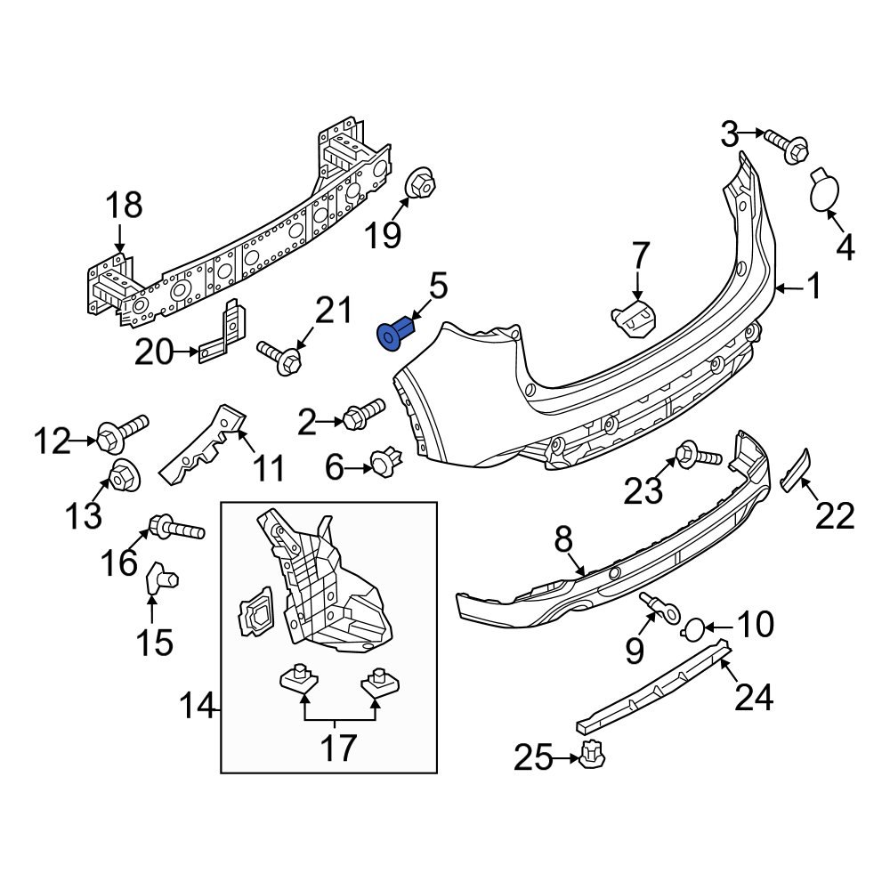 Mazda OE BHN1500Z1A - Rear Bumper Cover Grommet