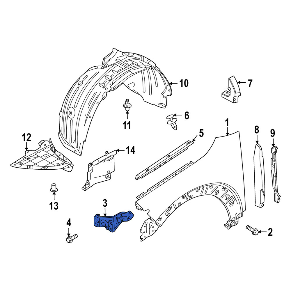 Mazda OE DFR552140 - Front Right Fender Bracket