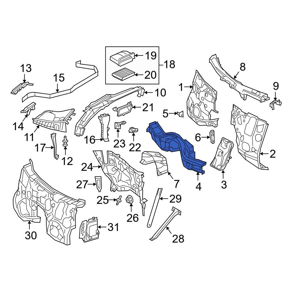 Mercedes-Benz OE 2136200501 - Cowl Panel Reinforcement