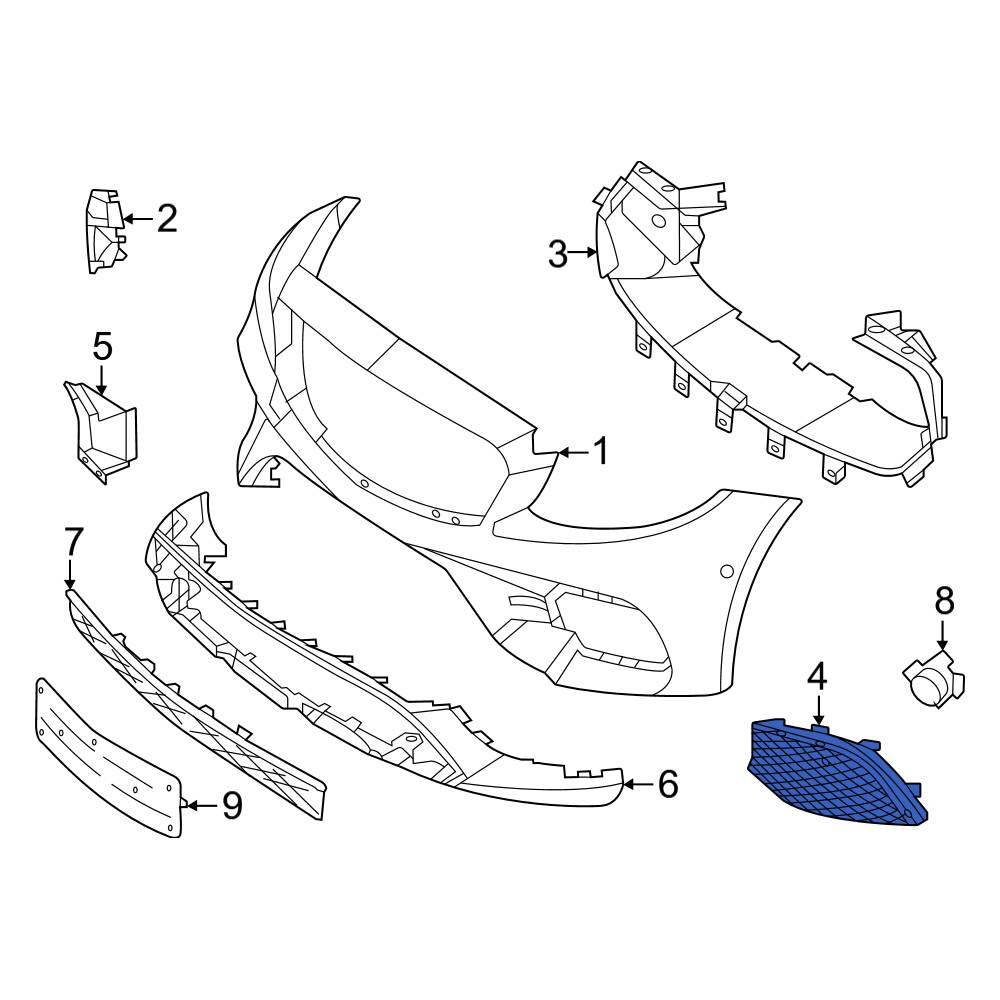 Mercedes-Benz OE 2138856304 - Front Left Bumper Cover Spacer Panel