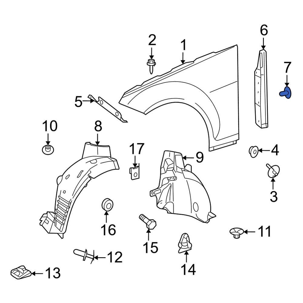 Mercedes-Benz OE 0029973386 - Fender Filler Panel Clip