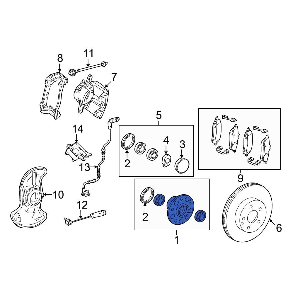 Mercedes-Benz OE 2043300625 - Front Wheel Bearing and Hub Assembly