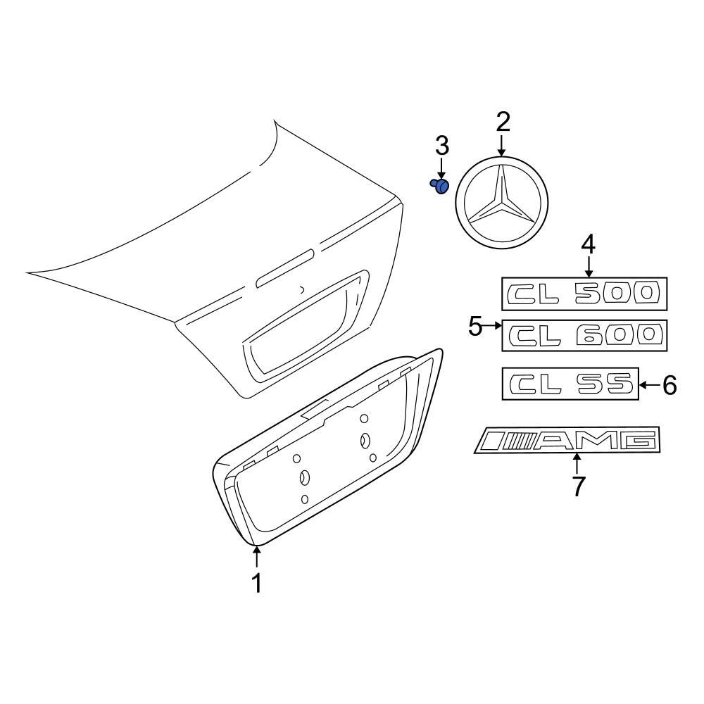 Mercedes-Benz OE 1689971381 - Grille Emblem Grommet