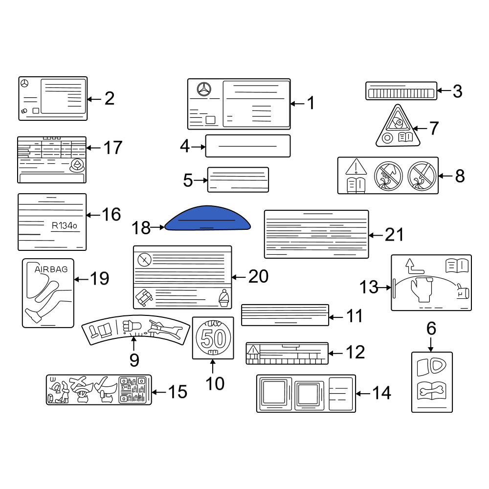 Mercedes-Benz OE 0008175003 - Air Bag Information Label