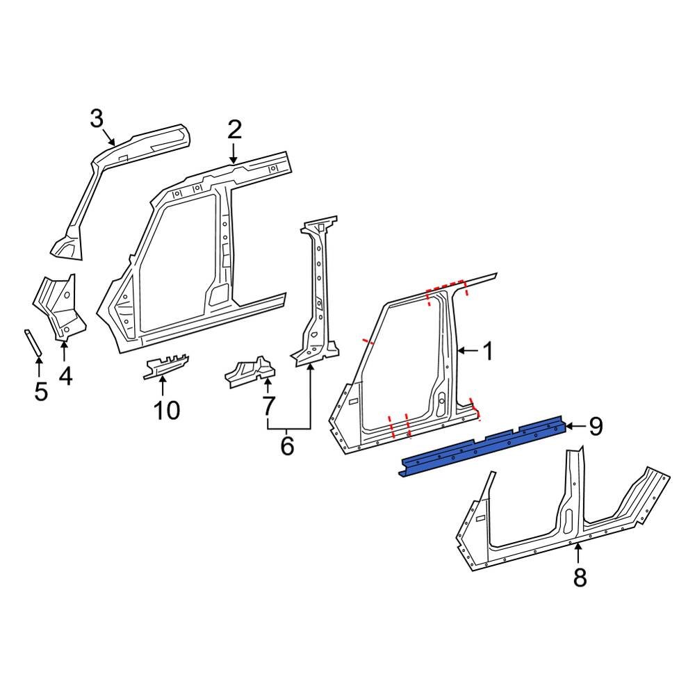 Mercedes-Benz OE 4636305103 - Left Rocker Panel Reinforcement